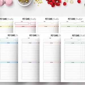 Pet Care Checklist, Printable Dog Care Chart, Cat Welfare Tracker ...