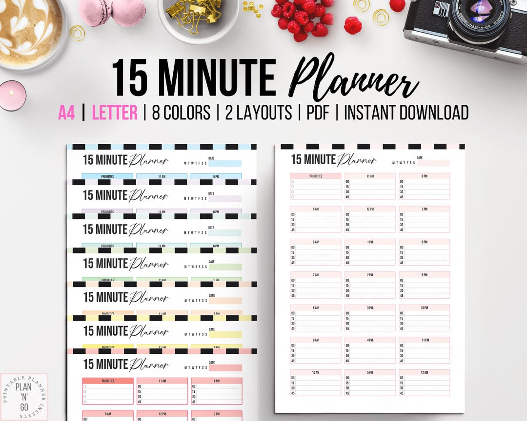 15 Minute Planner, Printable Daily Schedule, Undated Daily Planner ...