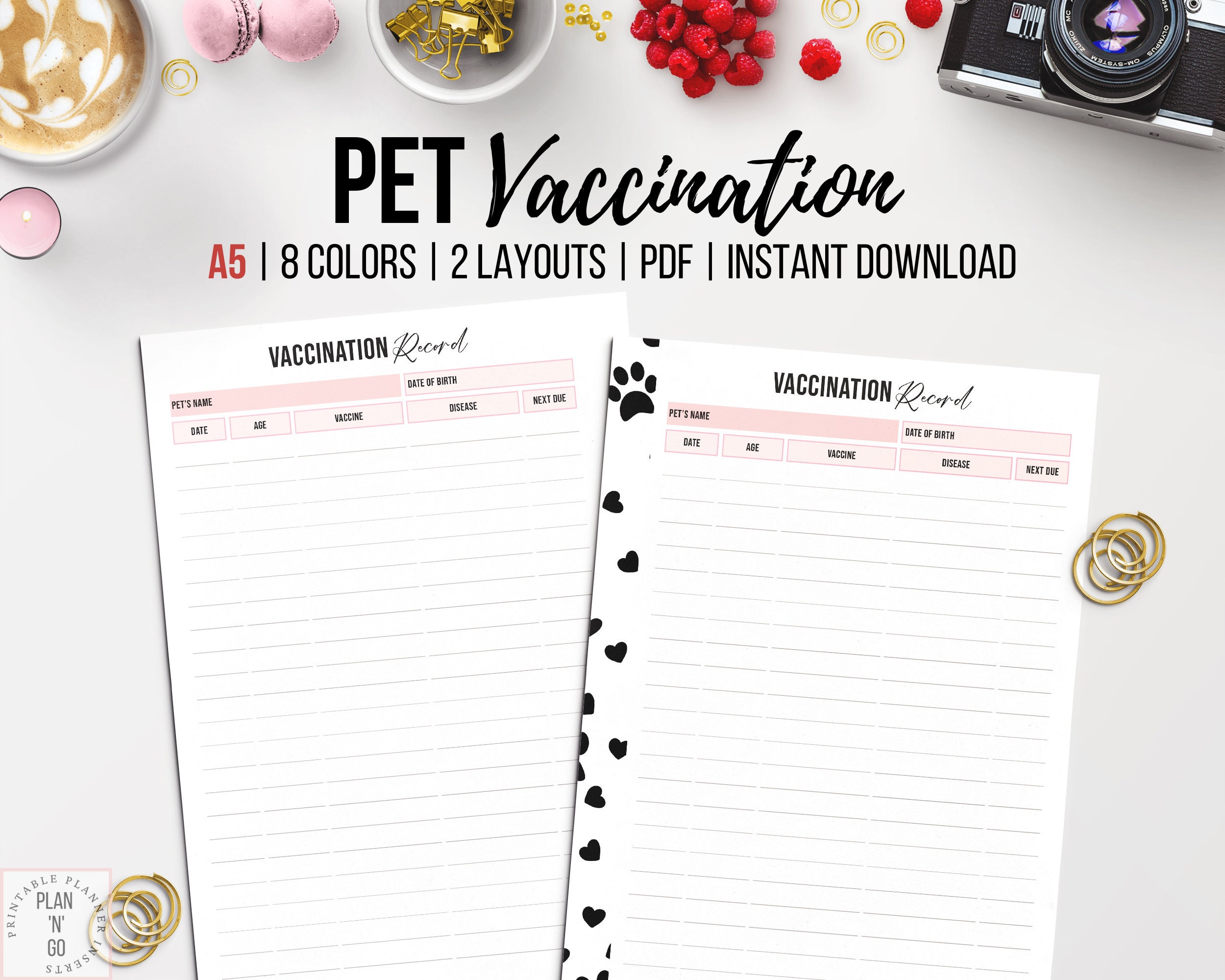 Pet Vaccination Log, Dog Health Record, Medical History for Pets, Pet ...