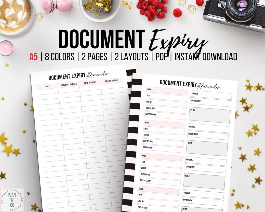 Document Organizer, Document Expiry Reminder, Printable Document ...