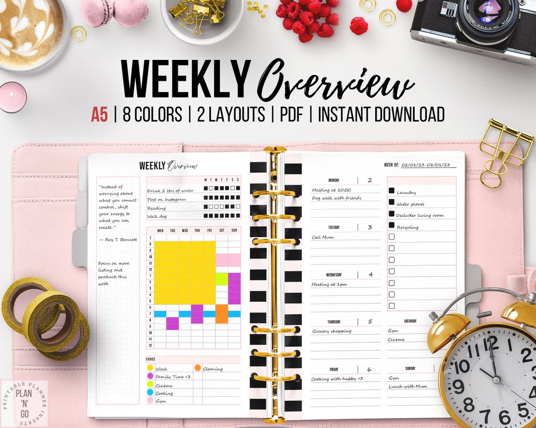 Week at a Glance, Printable Week Organizer, Undated Planner, Weekly ...