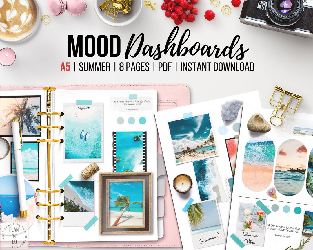 Summer Mood Board for Planner, Printable Vision Board, Mood Dashboard ...