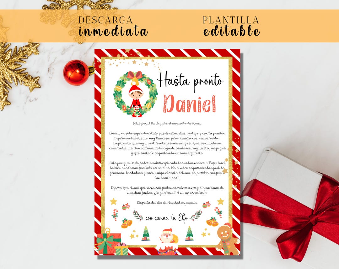 Carta Elfo Editable,Elf Goodbye Letter,Elfo Travieso,Carta Elfo Español ...