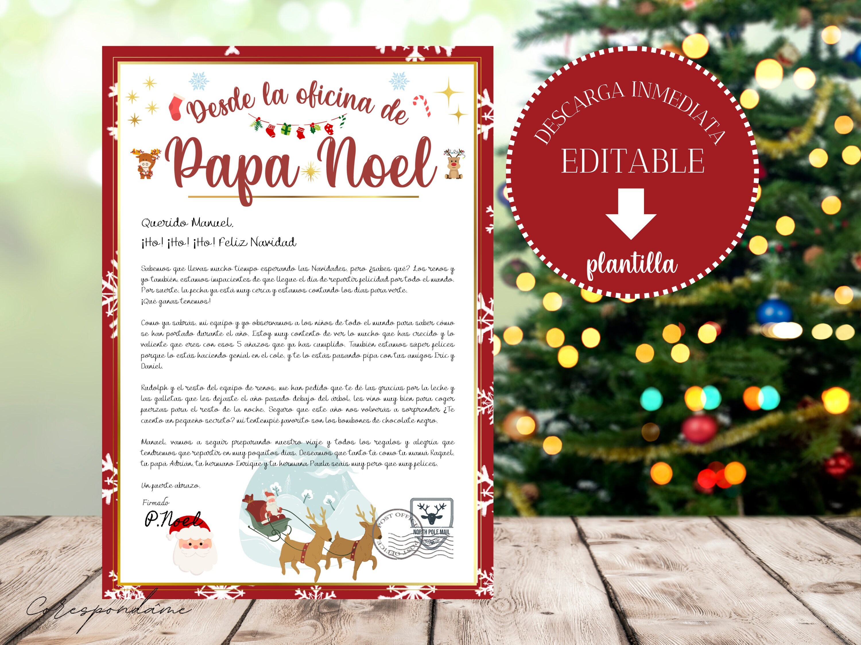 EDITABLE Official Letter from Santa, Instant Download, Personalised ...