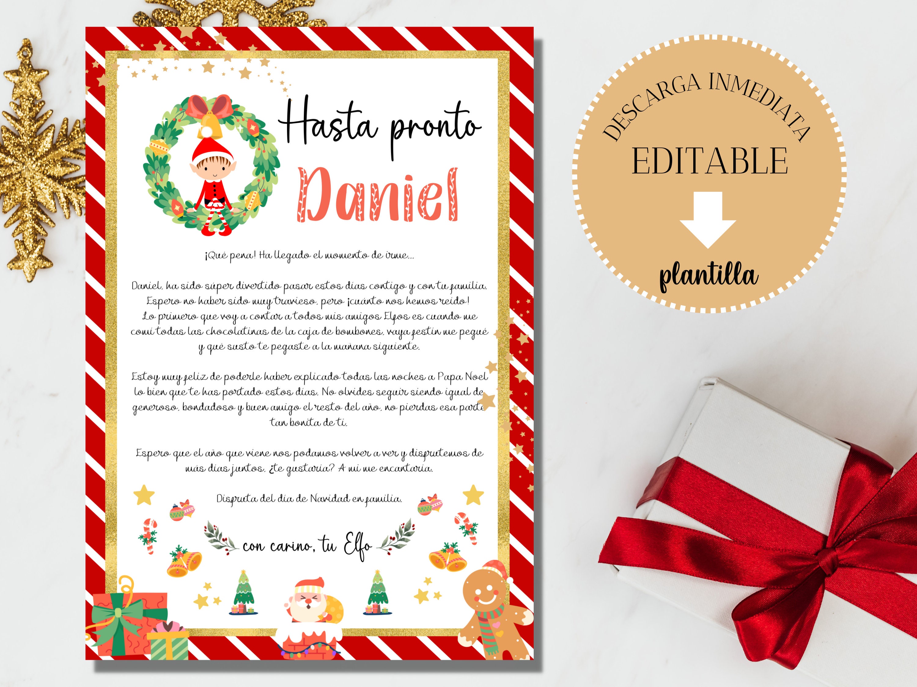 EDITABLE Elf Goodbye Letter, Carta Elfo Español, Goodbye From Your Elf ...