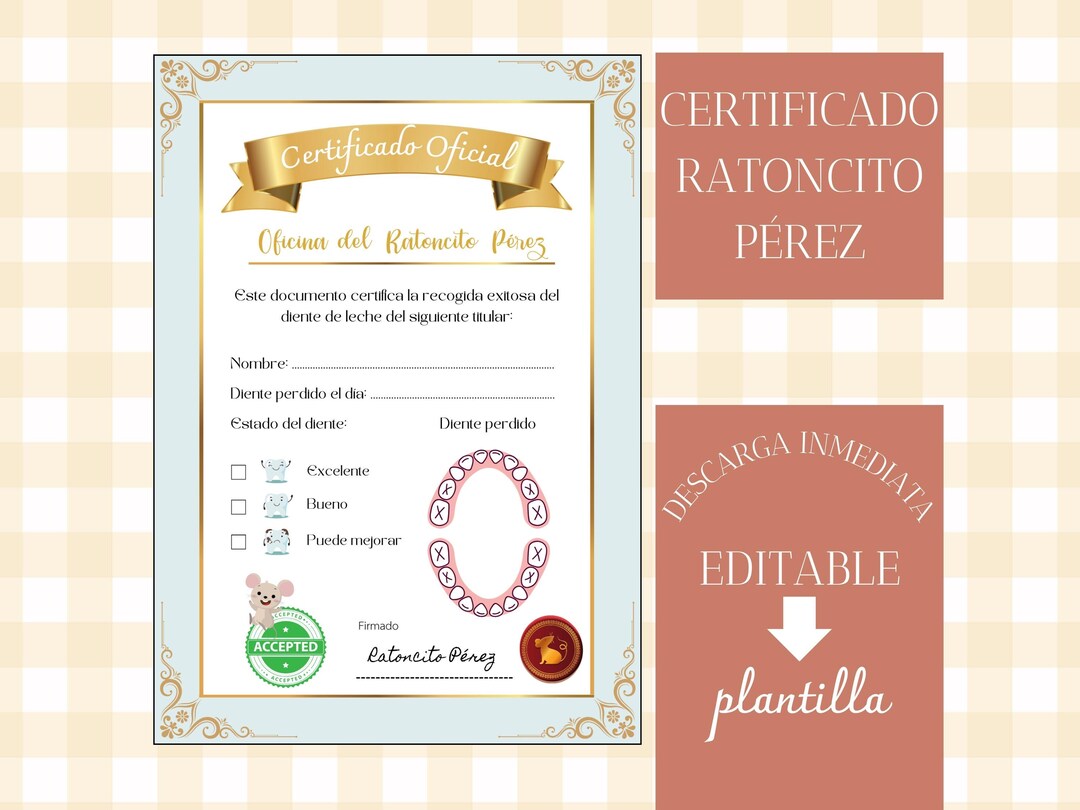 EDITABLE Tooth Fairy Certificate, Printable Tooth Loss, Tooth Fairy ...