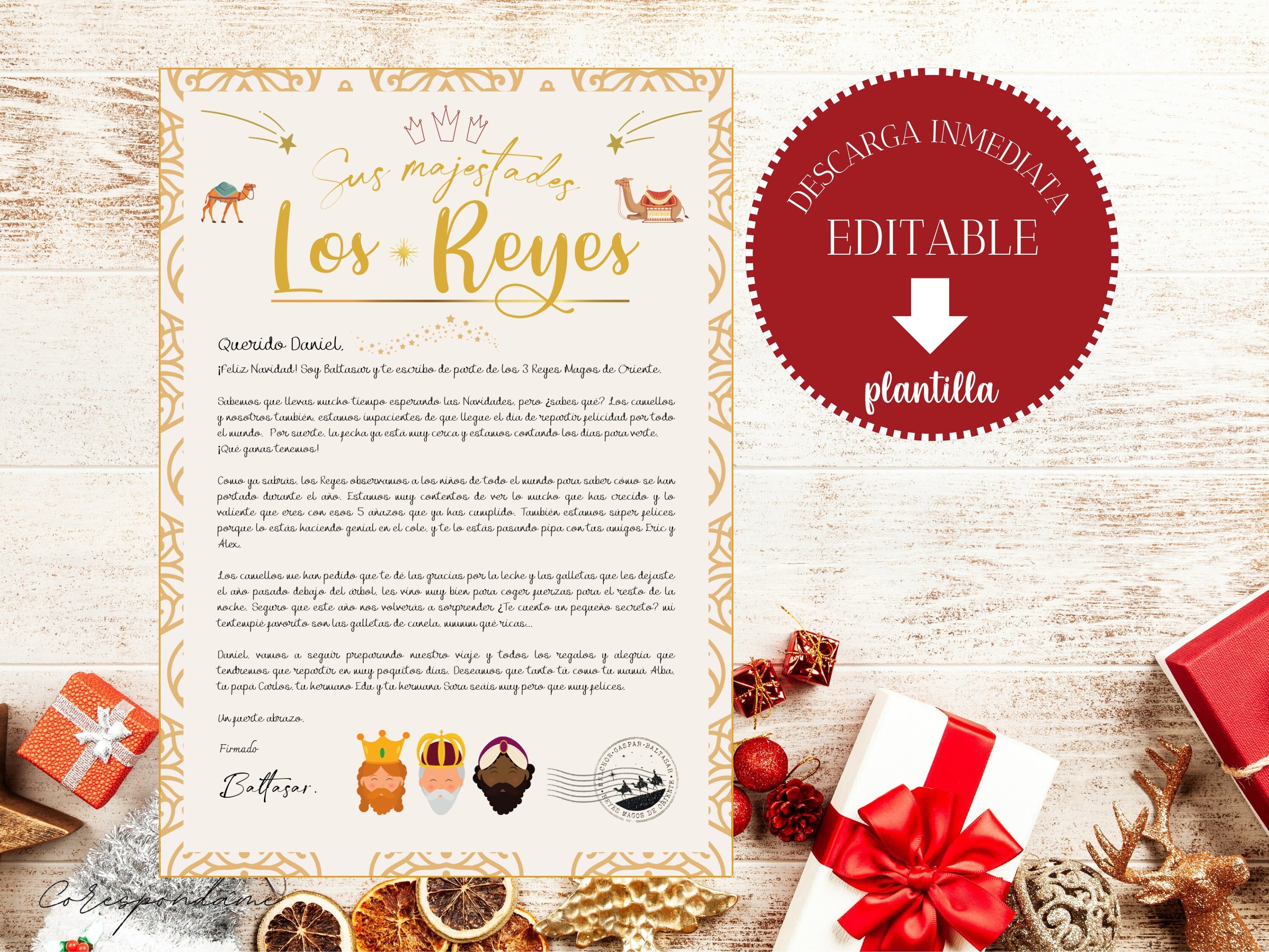 EDITABLE Carta Oficial Reyes Magos, Instant Download, Reyes Magos ...