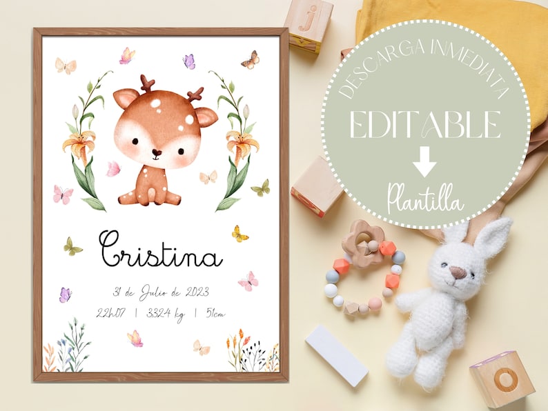 EDITABLE Personalized Baby Birth Print, Downloadable Birth Print, Baby ...