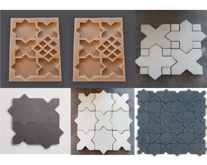 2-pack Cement Tile Cross & Star Mold. Concrete Mold, Cement Tile Mold ...