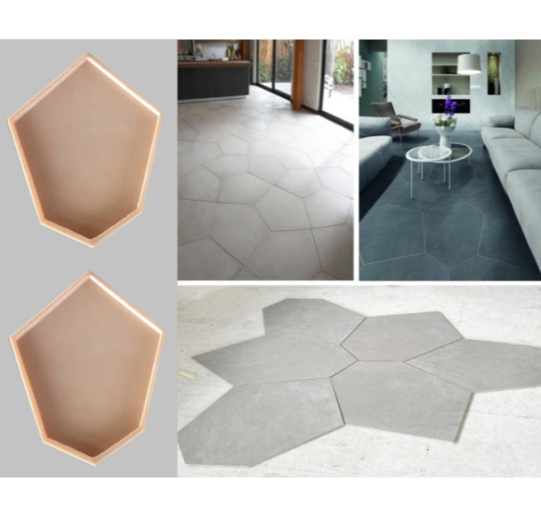 2 packpolygon Cement Tile Mold, DIY Concrete Tile Mold, Floor Tile ...