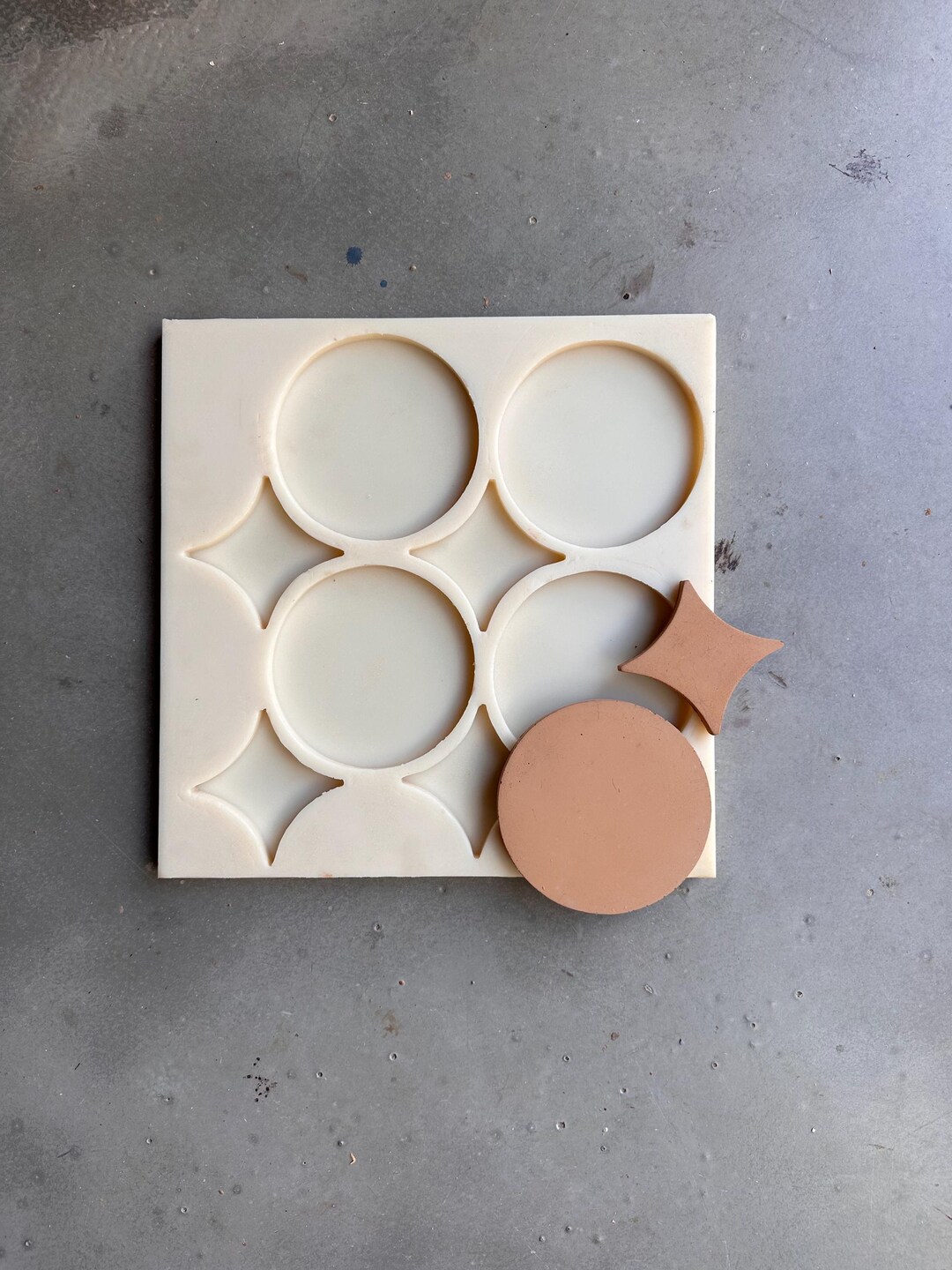 Circle and Diamond Tile Mold, Concrete Mold, DIY Tile Mold, Terracotta ...
