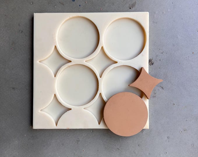 Circle and Diamond Tile Mold, Concrete Mold, DIY Tile Mold, Terracotta ...