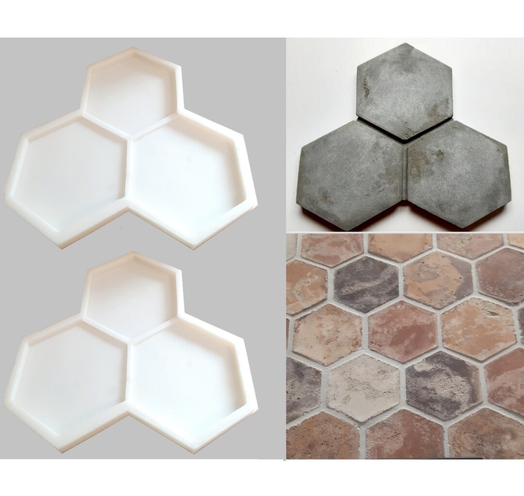 2-pack, Hexagon Mold. DIY Concrete Mold, Cement Tile Mold, Custom Mold ...