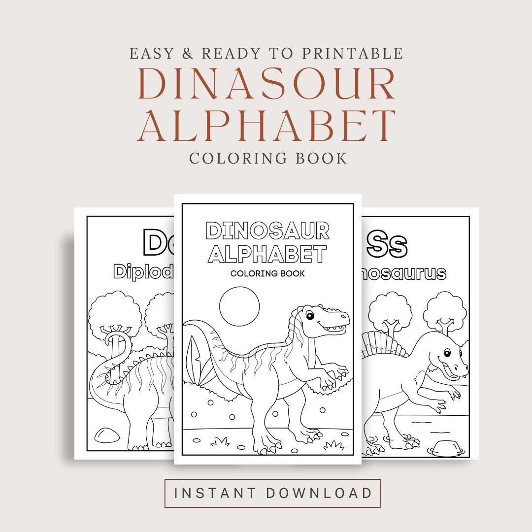 Printable Instant PDF Dinasour Coloring Book - Etsy