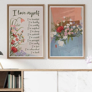 Positive Affirmation Wall Art Printable Set of 2 Prints, Self Love ...