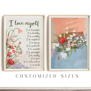 Positive Affirmation Wall Art Printable Set of 2 Prints, Self Love ...