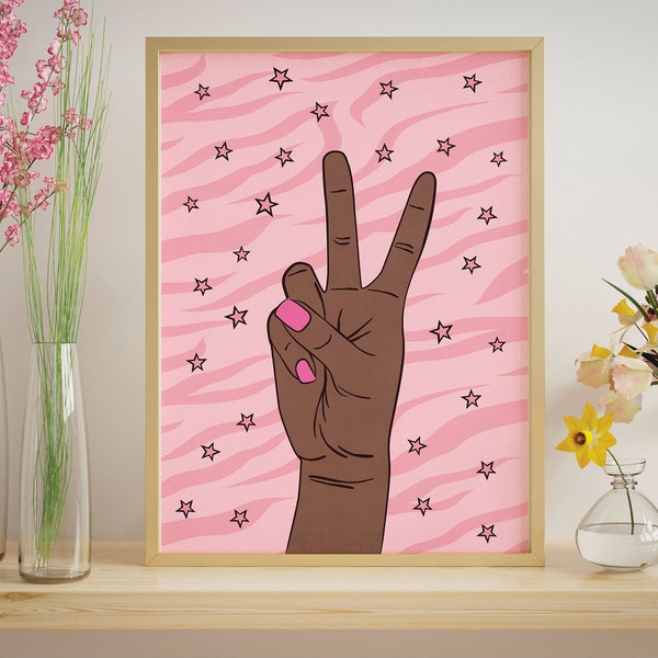 African American Girl Peace Sign - Etsy