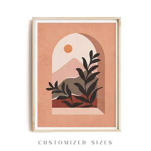 Modern Boho Art Print Poster, Boho Arch Print With Boho Landscape and ...