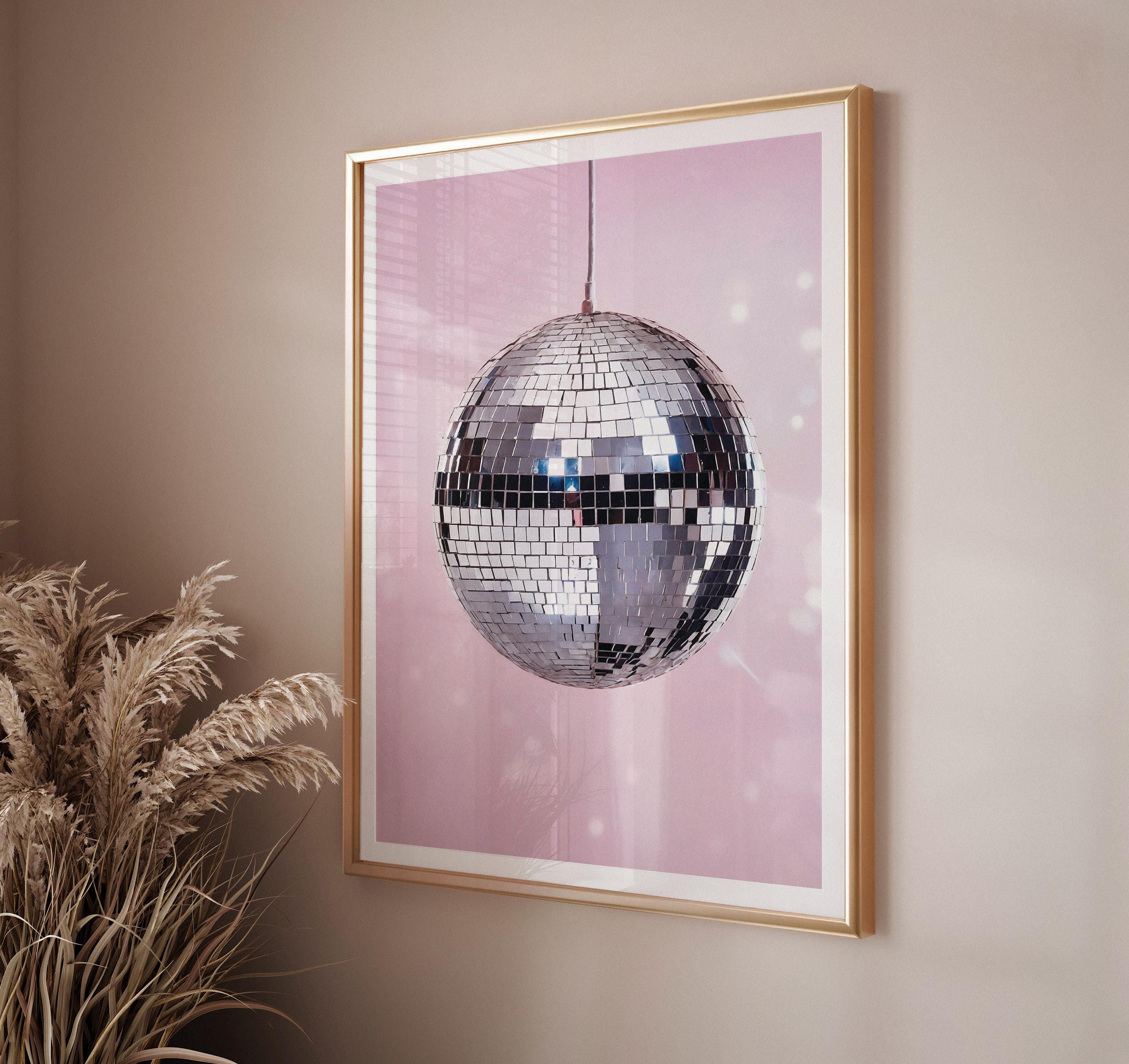 Silver Disco Ball Print: Preppy Pink Wall Art (digital Download) - Etsy