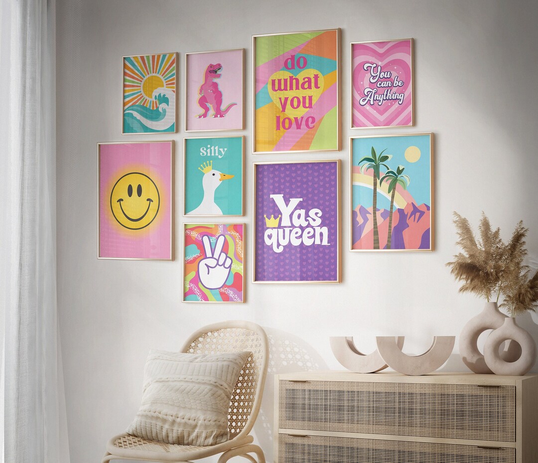 Maximalist Decor Preppy Wall Art Set, Maximalist Wall Art Preppy Room ...