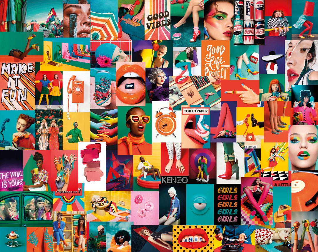Сolorful Art Collage Kit Printable Aesthetic Decor, Wall Collage ...