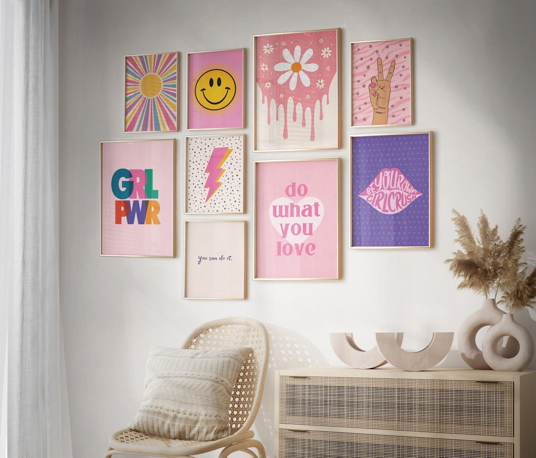 Preppy Room Decor Aesthetic Poster Set of 8 Wall Art Digital Download ...