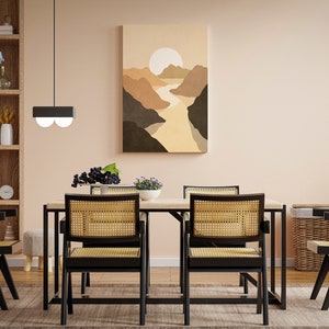 Boho Landscape Print, Boho Mountain Art, Abstract Mountain Art Print ...