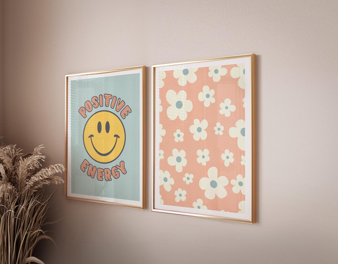 Motivational Poster Set of 2 College Dorm Decor, Dorm Wall Decor Retro ...