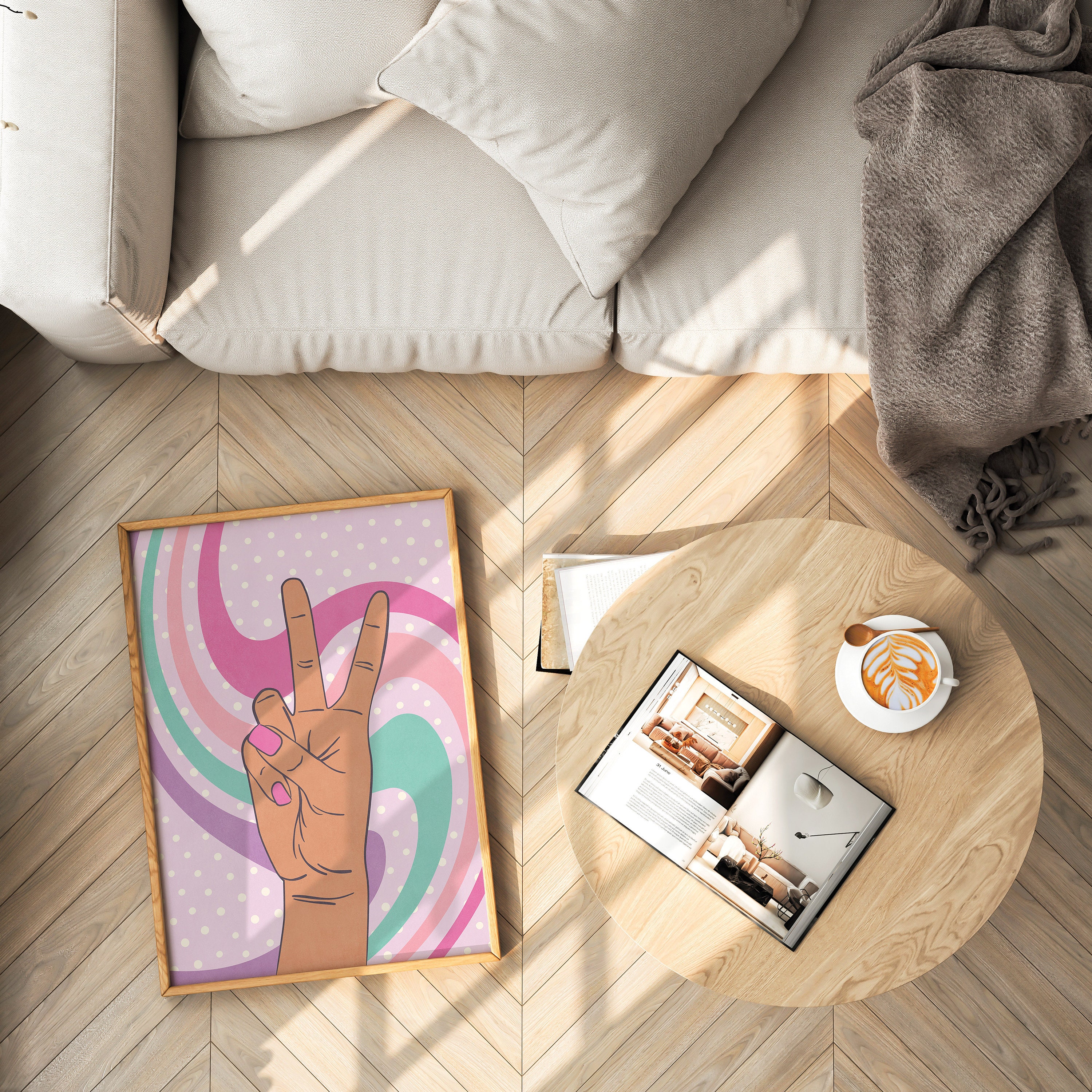 Purple Peace Sign Preppy Poster, Preppy Aesthetic Y2k Room Decor, Soft ...