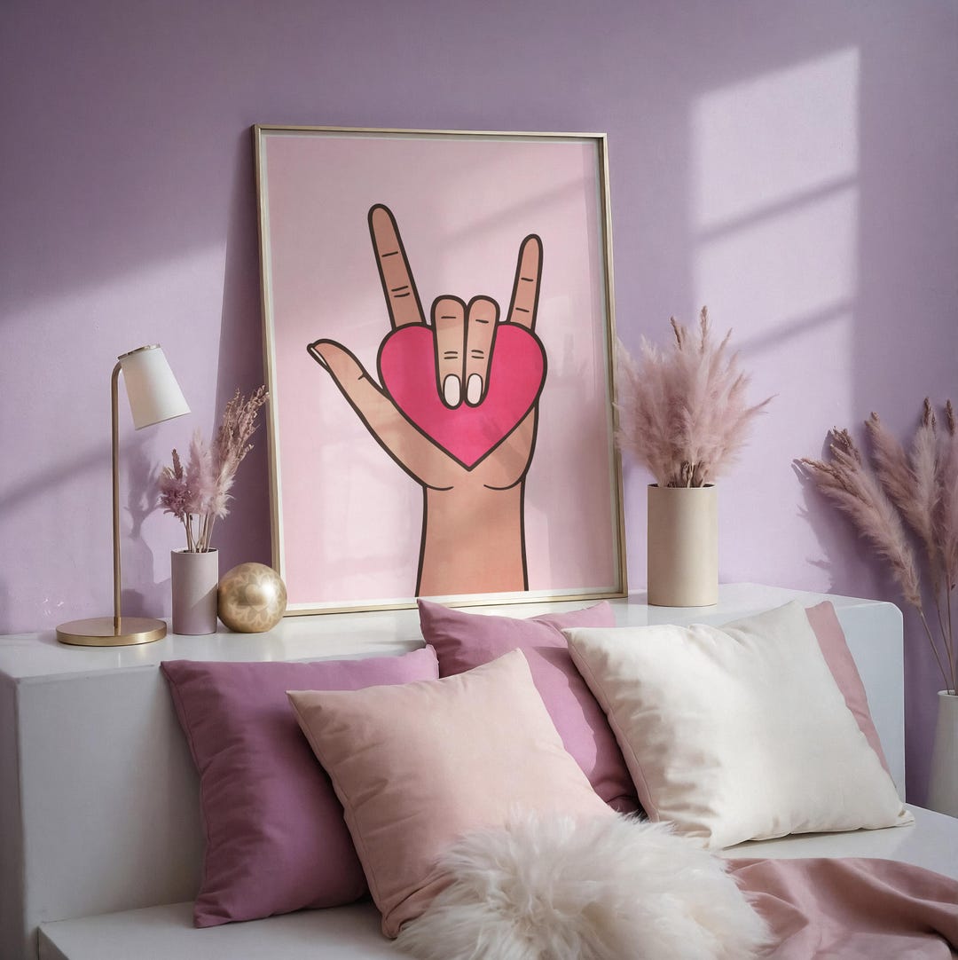 Love Wall Art Digital Print Pink Room Decor Aesthetic, I Love You in ...