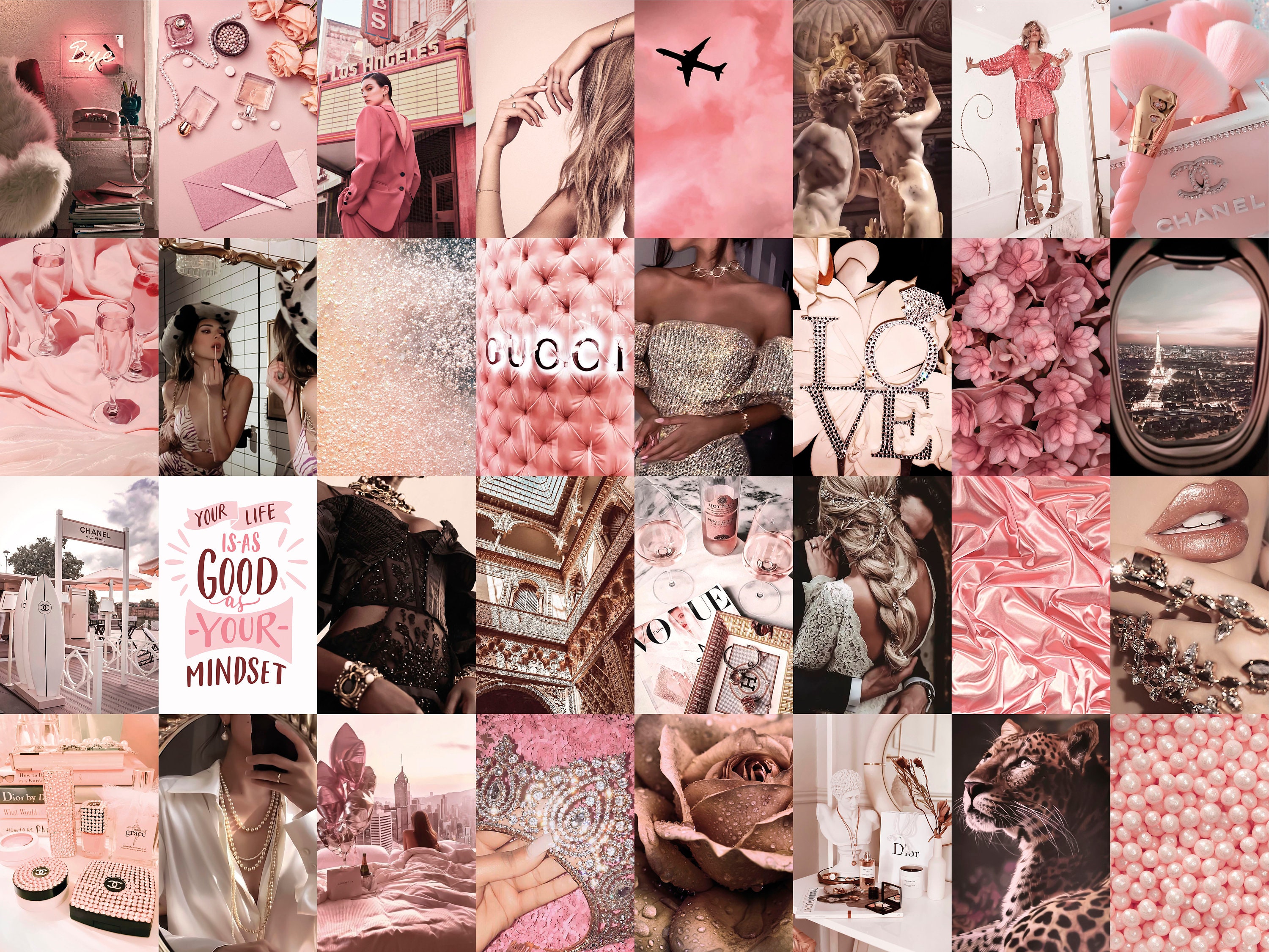 Collage Kit Pink Aesthetic, Pink Photo Collage, Wall Collage Prints ...