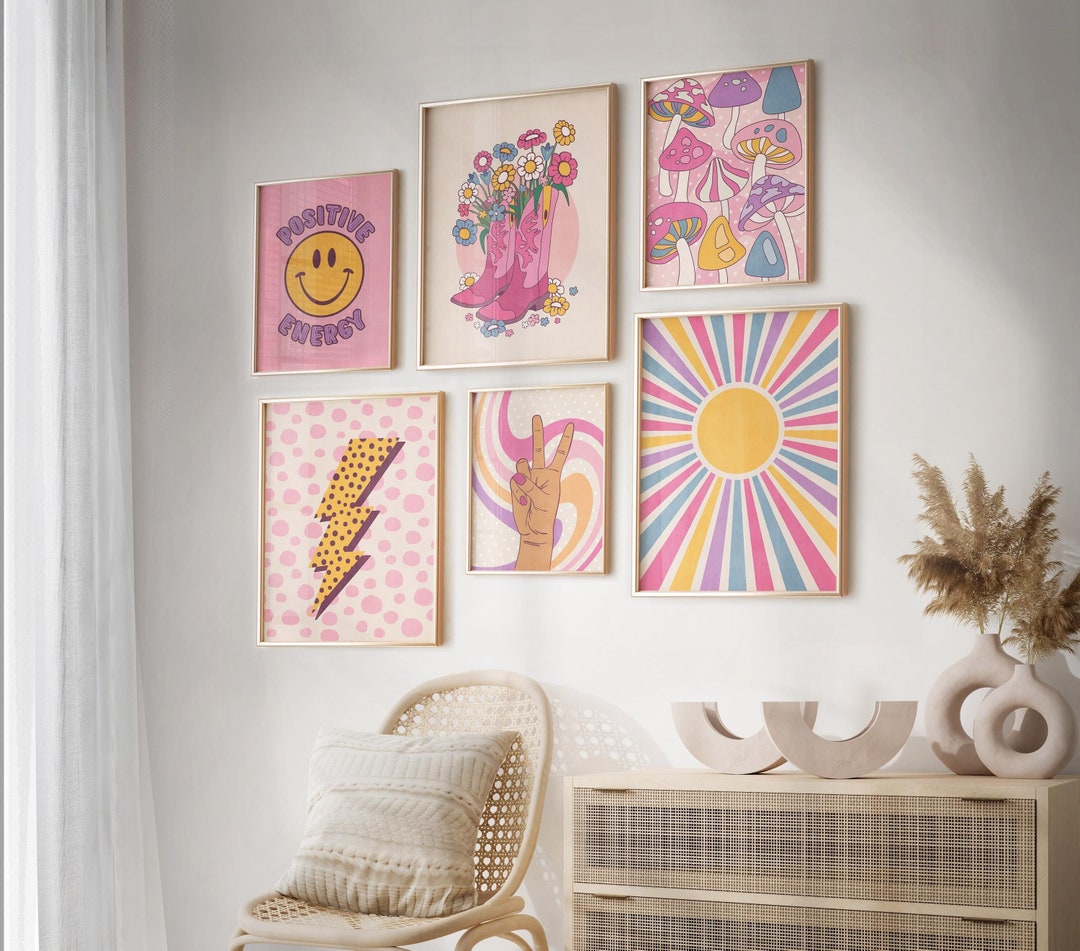 Trendy Wall Art Prints Set of 6 Wall Art, Prints Wall Art Trendy Retro ...