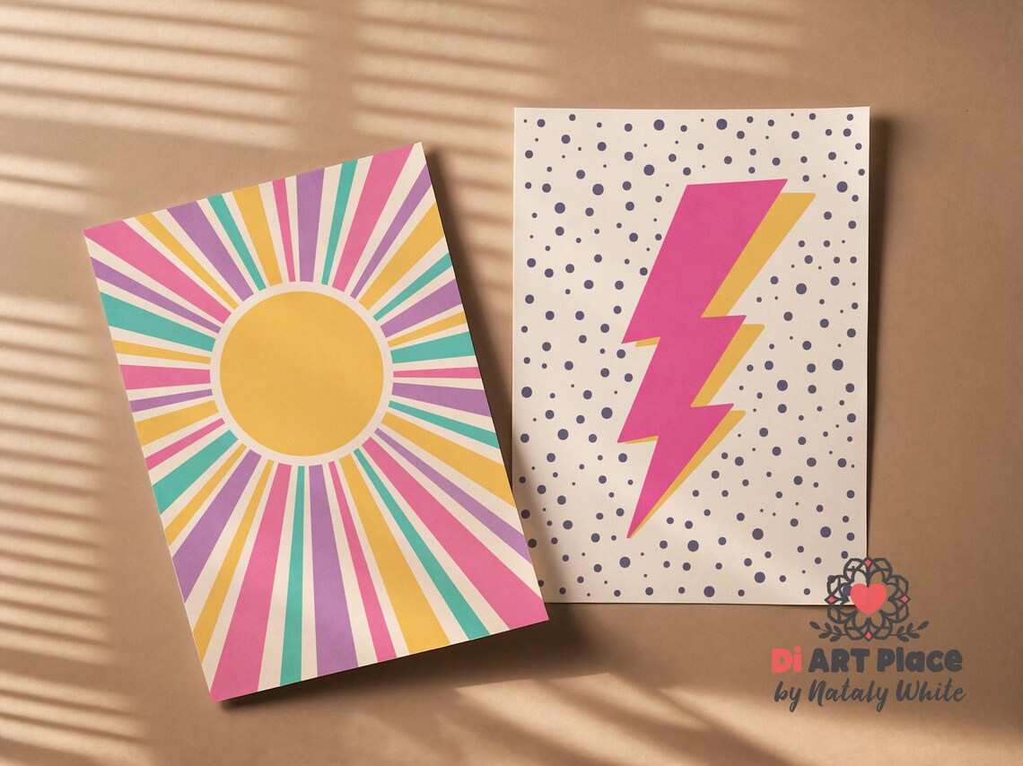 Girls Room Wall Art Print Set of 8, Bright Color Art Teenager Room ...