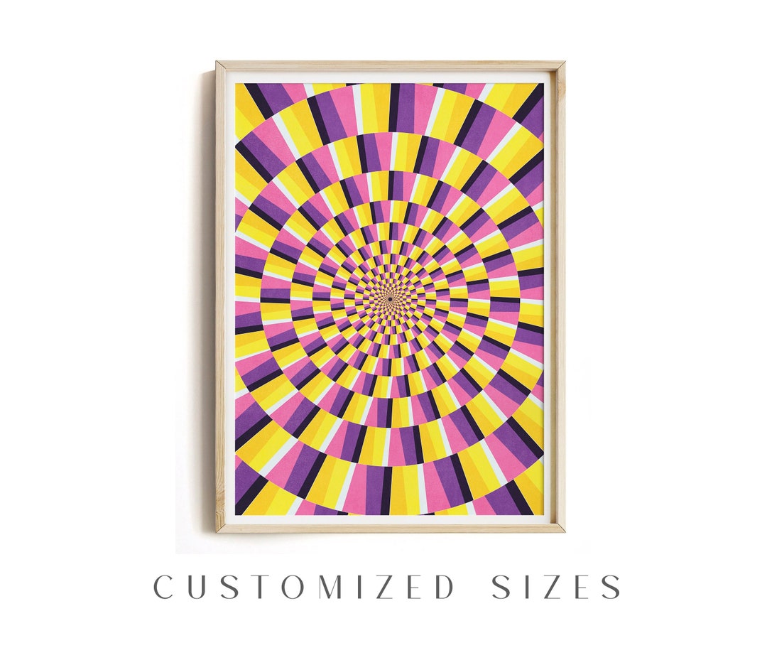 Y2k Wall Art Colorful Print, Y2k Pink and Purple Optical Illusion Art ...