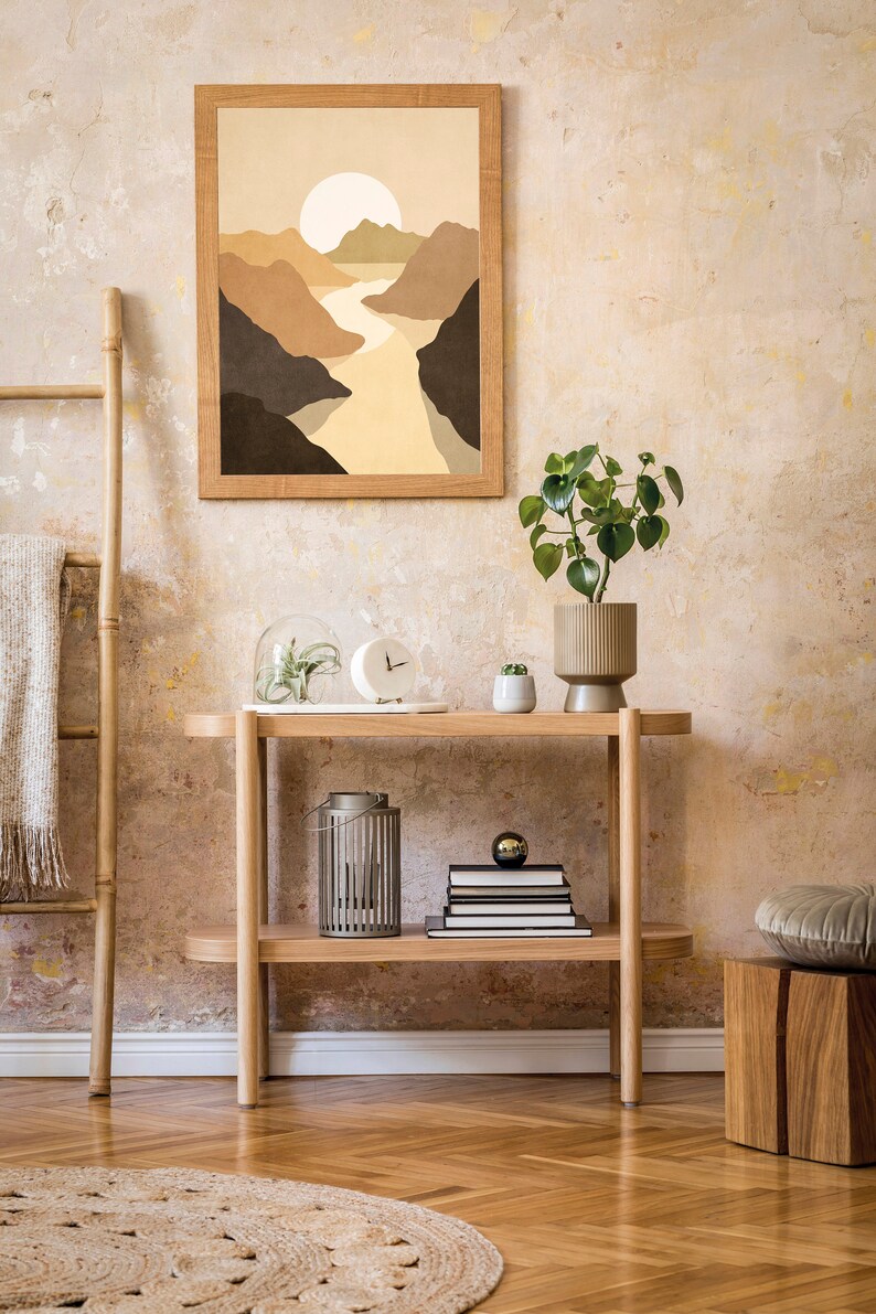 Boho Landscape Print Boho Mountain Art Abstract Mountain Art - Etsy