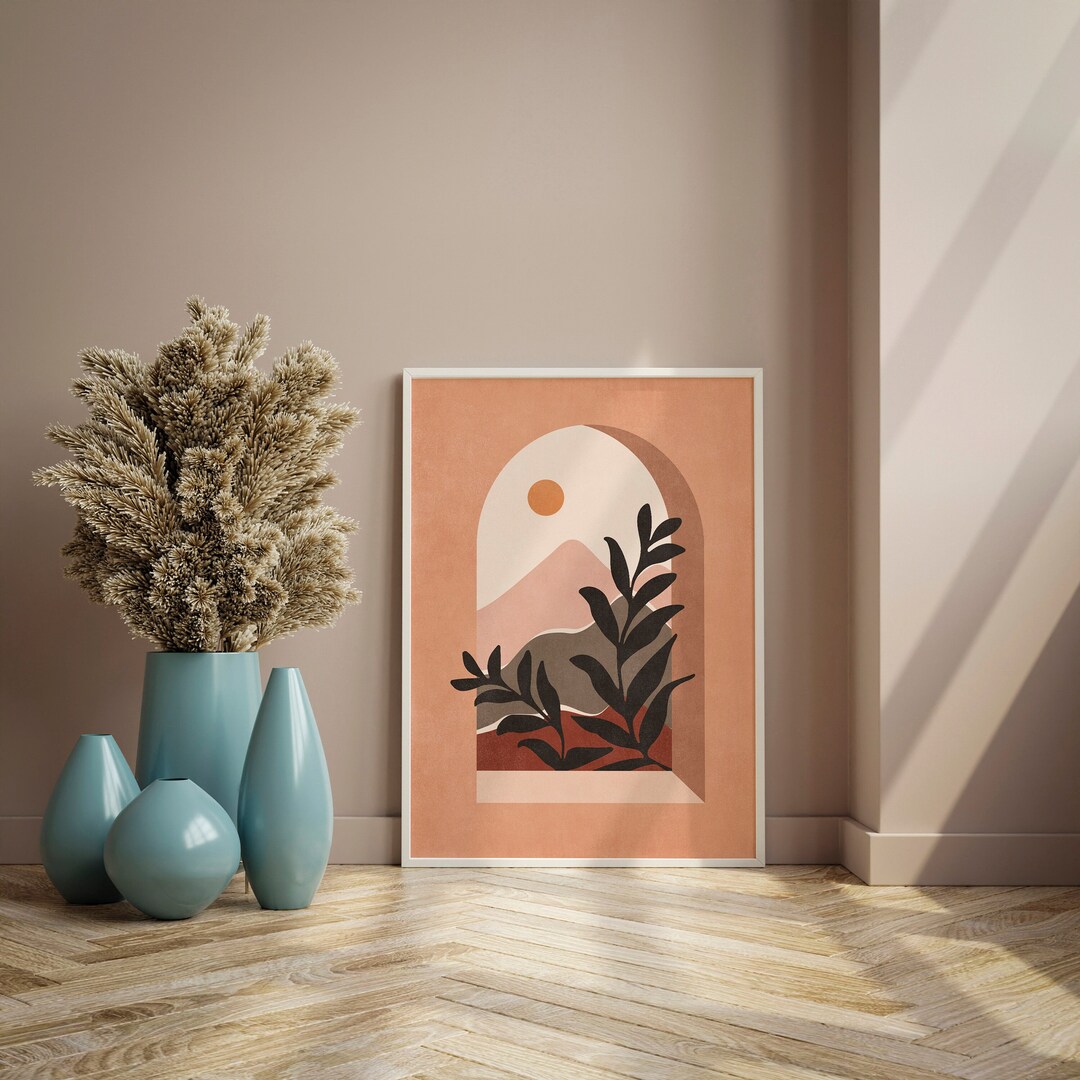Modern Boho Art Print Poster, Boho Arch Print With Boho Landscape and ...