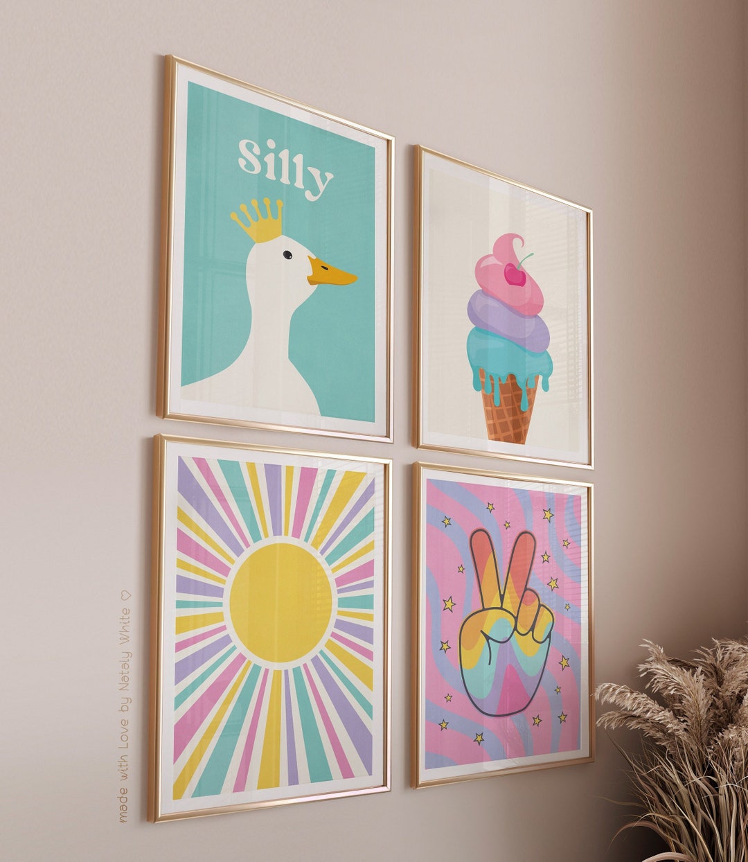 Girly Wall Art Room Decor Printable Poster Set of 4, Teen Girl Bedroom ...