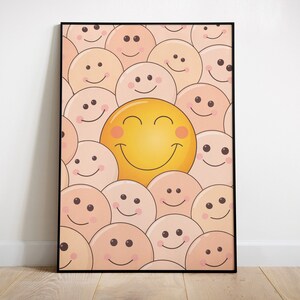 Preppy Wall Art Download Print, Cute Print Funky Wall Art, Smiley Face ...
