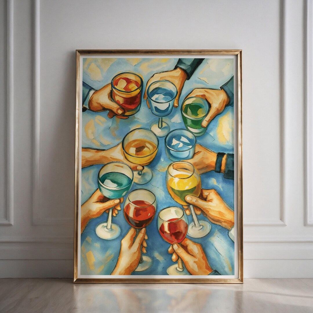 Kitchen Wall Decor Printable Cheers Poster, Home Bar Art Alcohol Print ...
