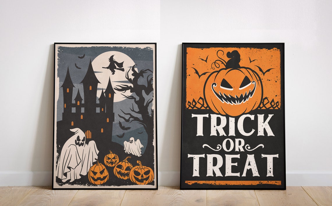 Halloween Posters Printable Wall Art, Halloween Prints Art, Trick or ...