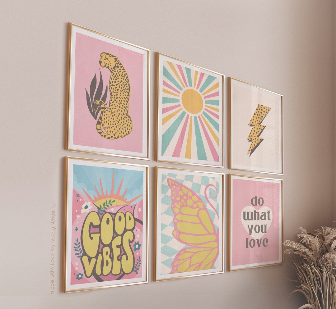 Trendy Wall Art Set of 6 Preppy Posters, Soft Girl Aesthetic Digital ...