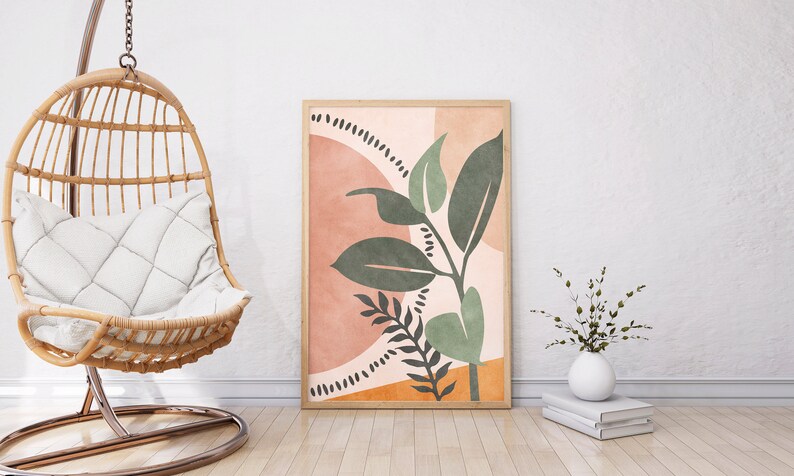 Pastel Wall Art Print Minimalist Plant Art Poster Download - Etsy