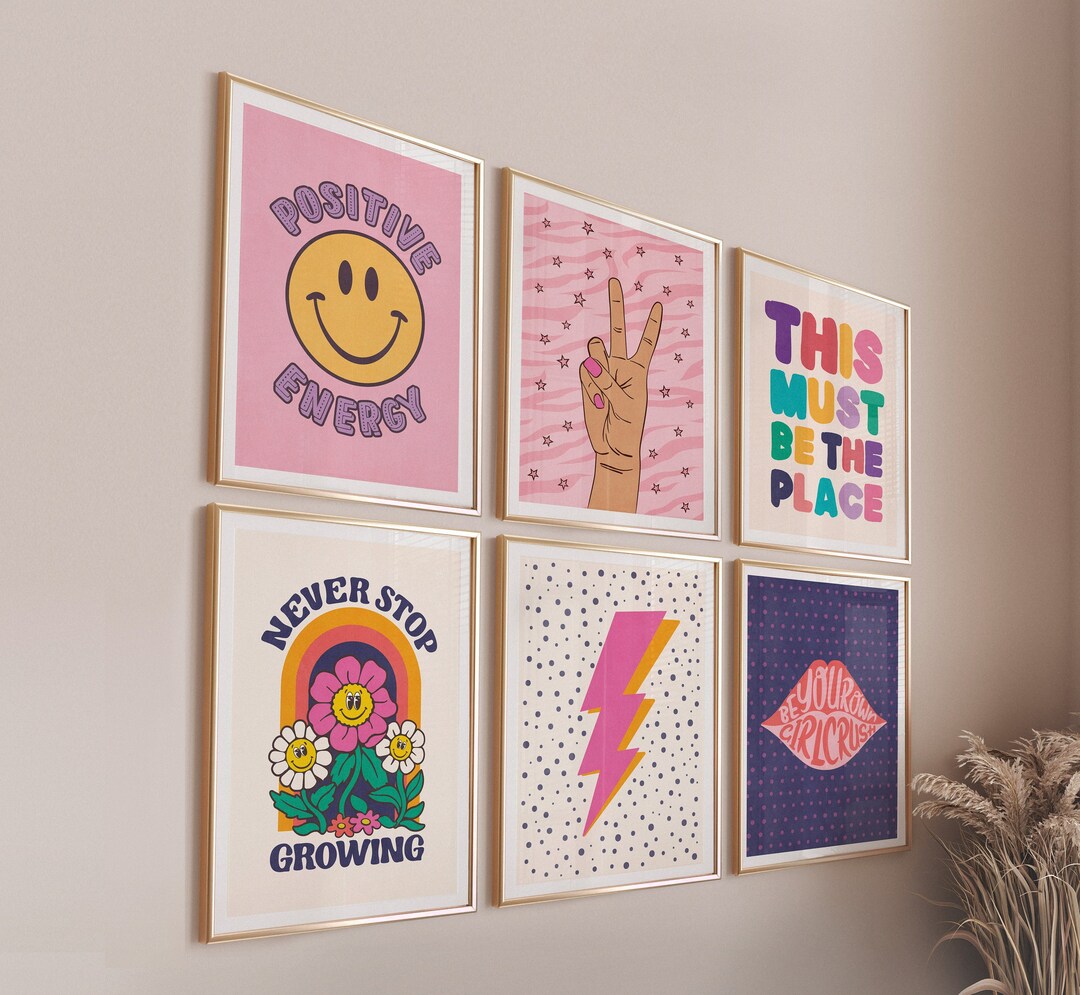 Vibrant Wall Art Prints Trendy Teen Bedroom Decor, College Dorm Decor ...