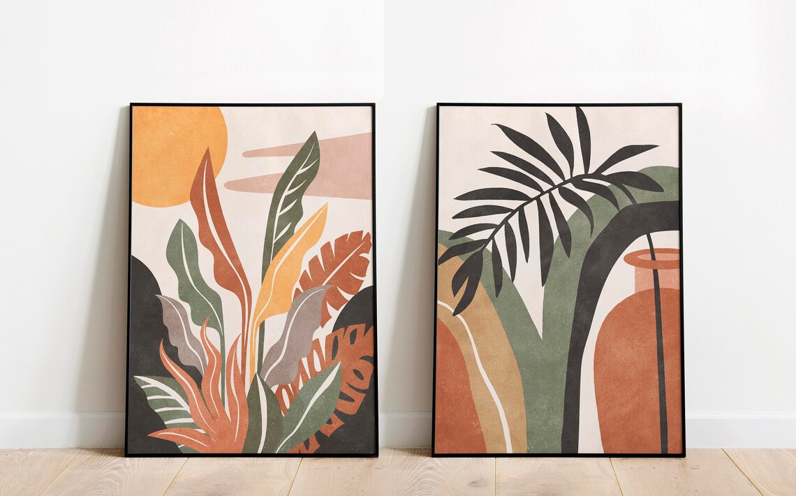 Digital Prints Wall Art Boho Modern Decor, Boho Art Prints Set of 2 ...
