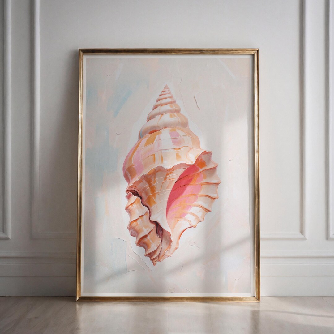 Seashell Oil Painting Art Print: Coastal Wall Decor (digital Download ...