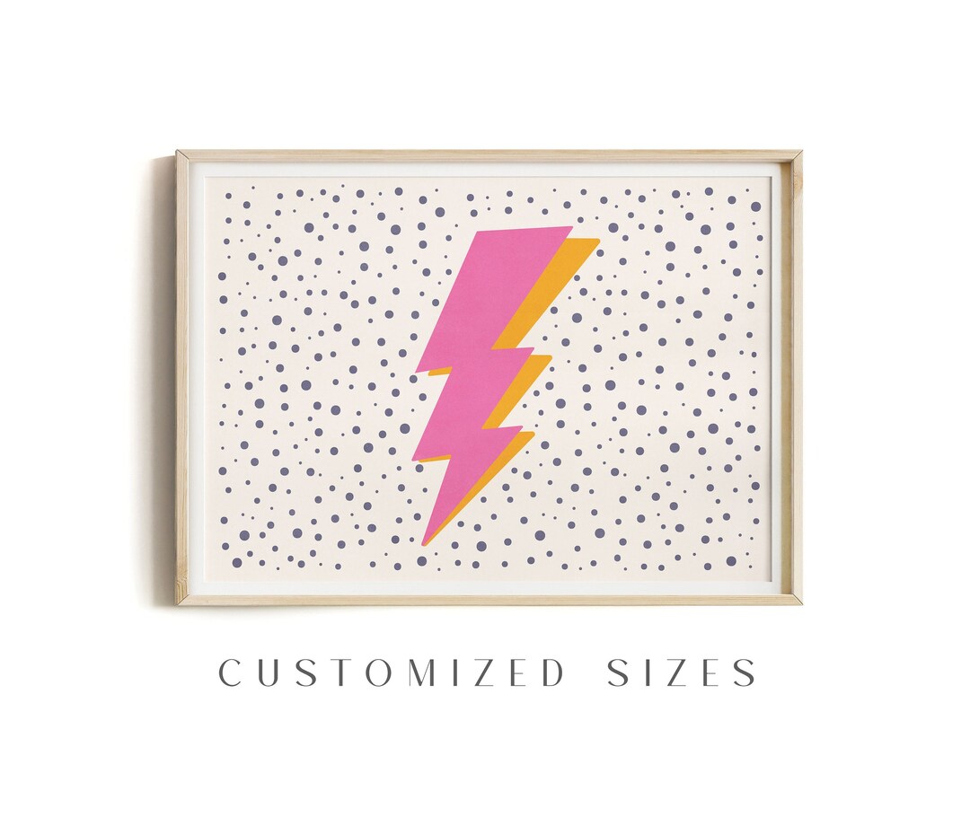 Horizontal Wall Art Lightning Bolt Wall Poster, Horizontal Art Print ...