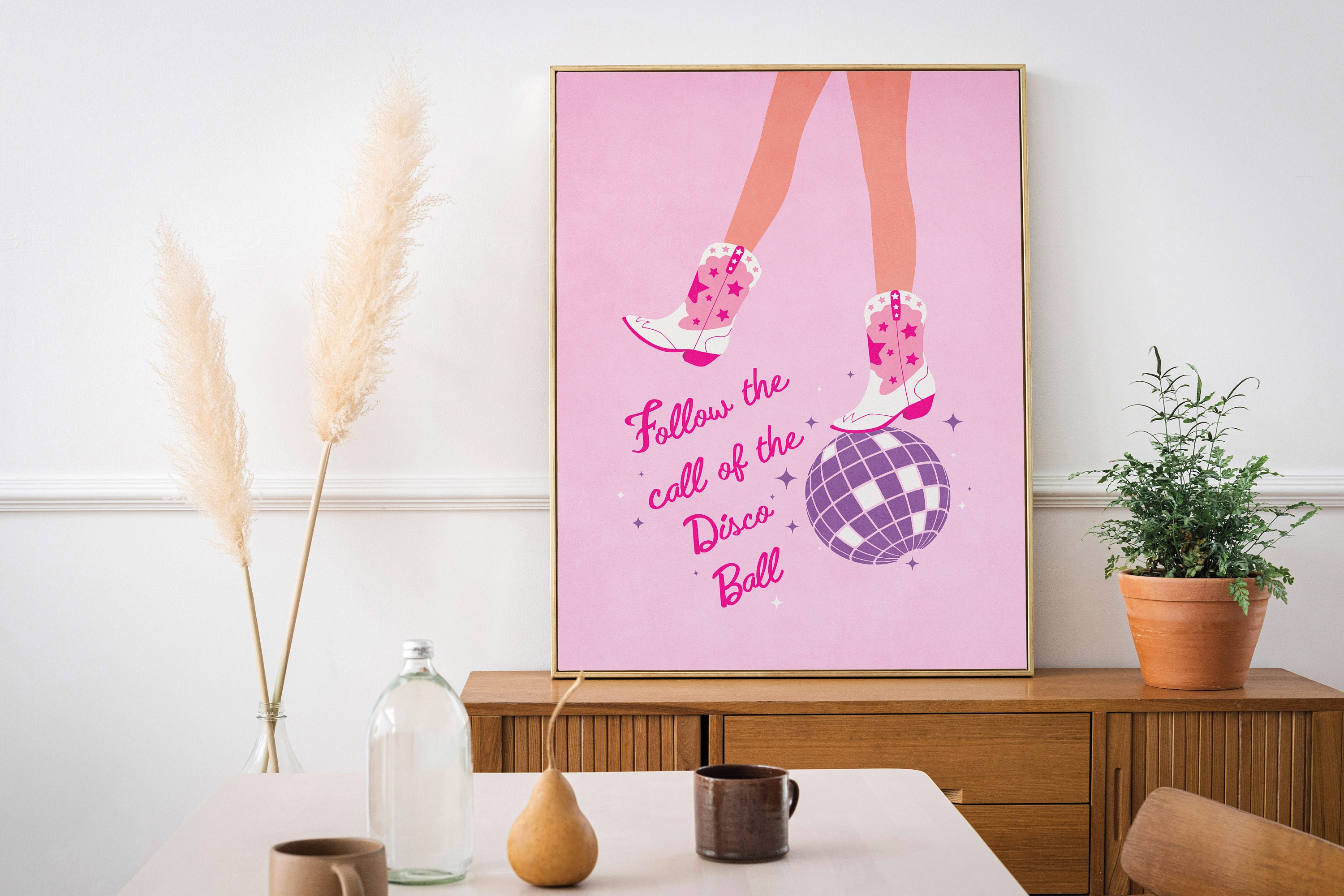 Disco Bachelorette Cowgirl Poster Pink, Aesthetic Poster Preppy Decor ...