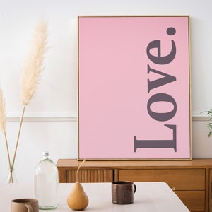 Love Wall Art Printable, Valentines Wall Art Love Poster Print, Pink ...