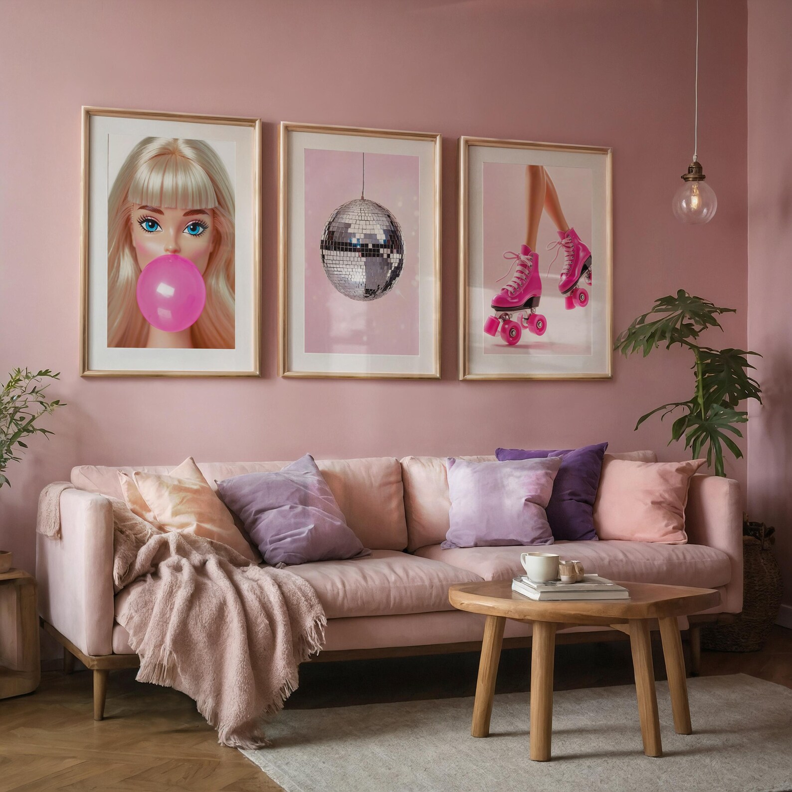 Preppy Wall Art Fashion Doll With Bubble Gum, Girls Room Decor ...