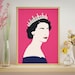 Queen Elizabeth Print Digital Artwork Pink Poster Queen - Etsy